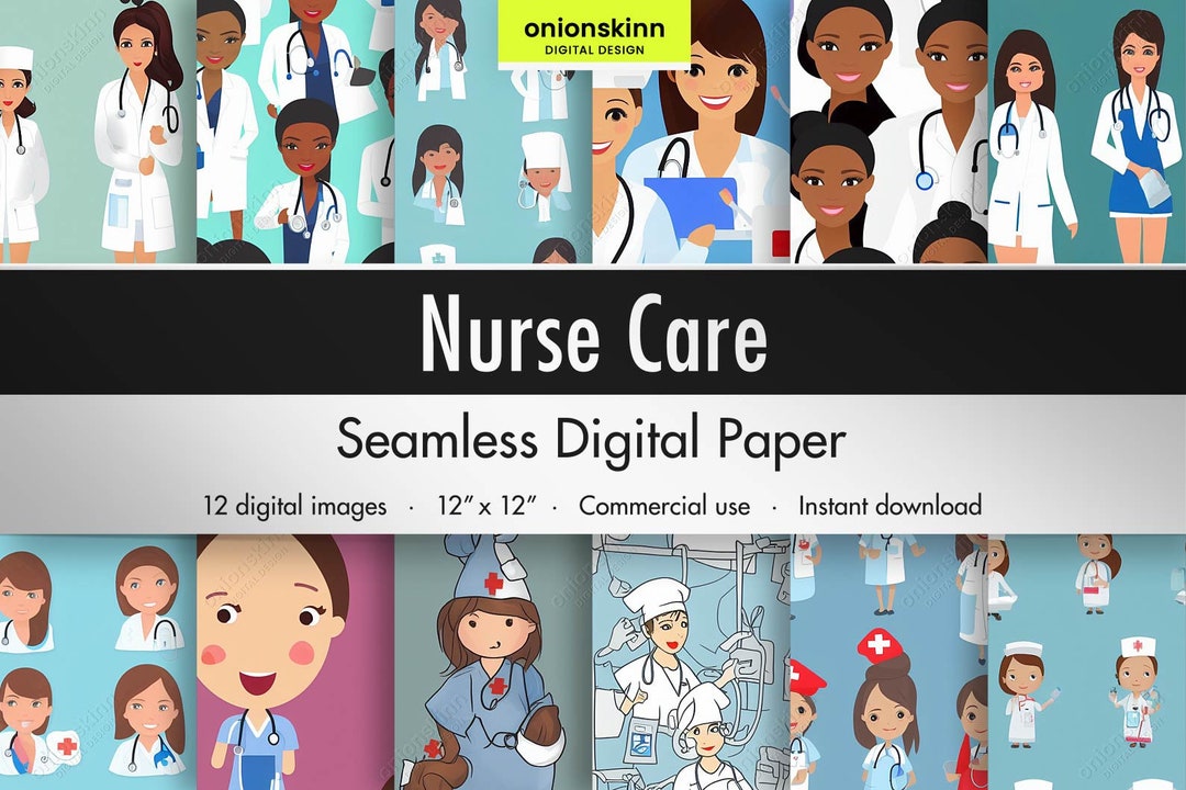 Nurse Care DIGITAL SEAMLESS PAPER Healthcare Medical Staff - Etsy