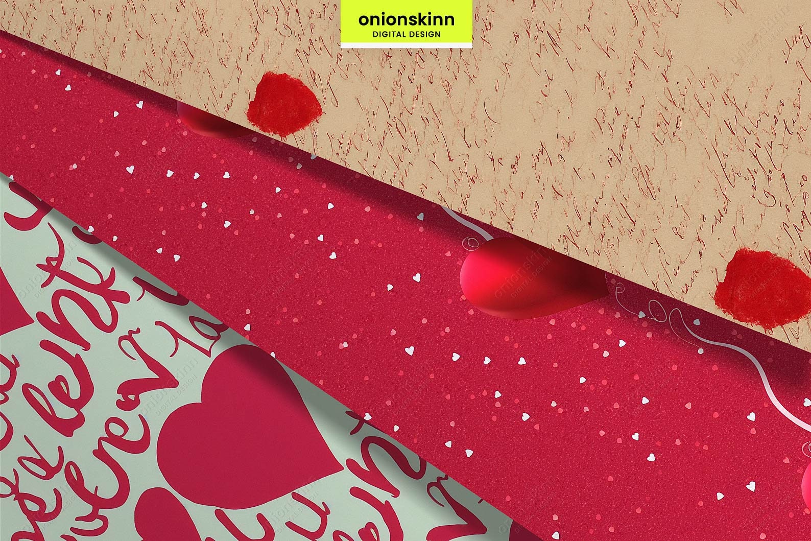 Love Letter DIGITAL SEAMLESS PAPER Romantic Hearts Words Retro Poem ...