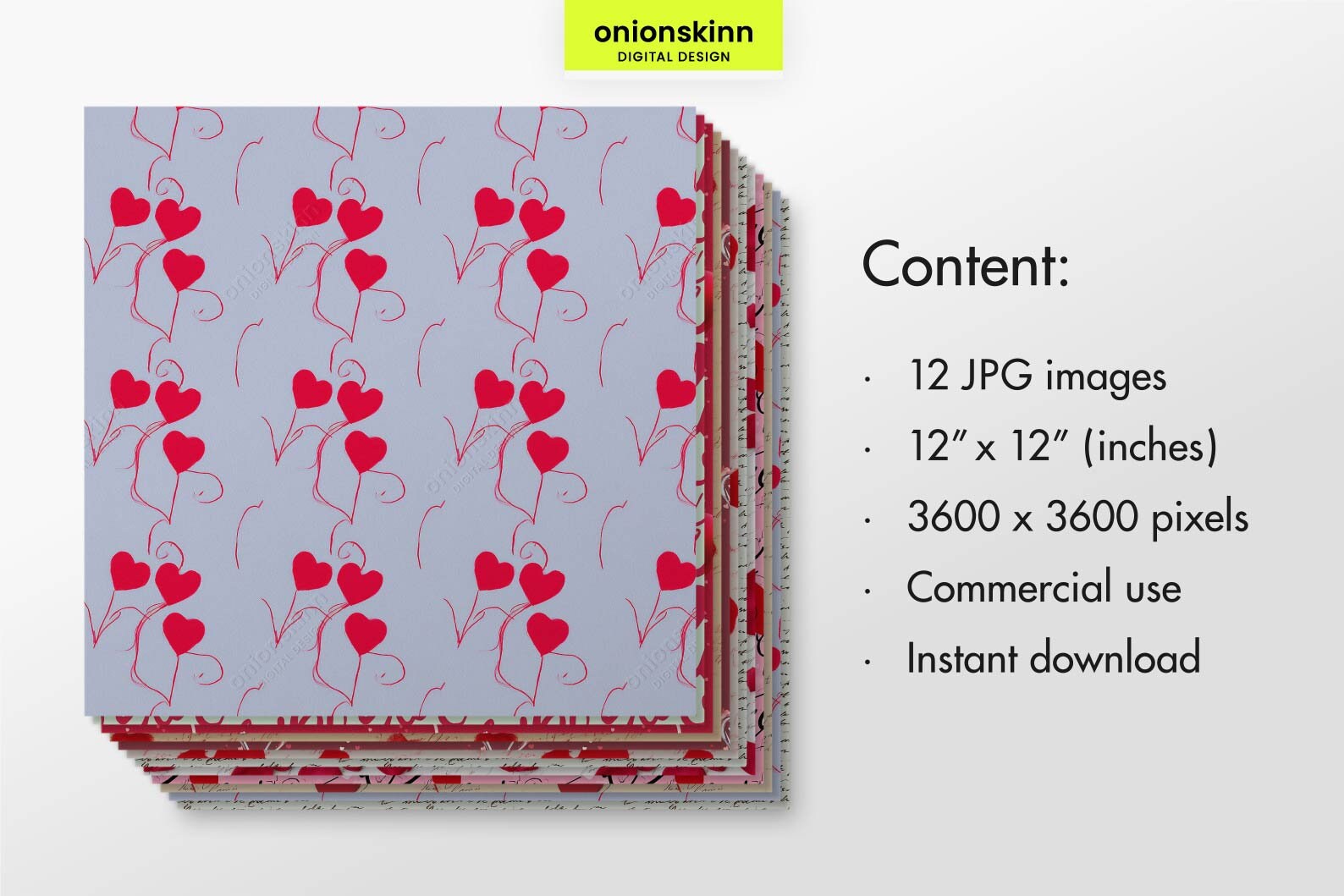 Love Letter DIGITAL SEAMLESS PAPER Romantic Hearts Words Retro Poem ...