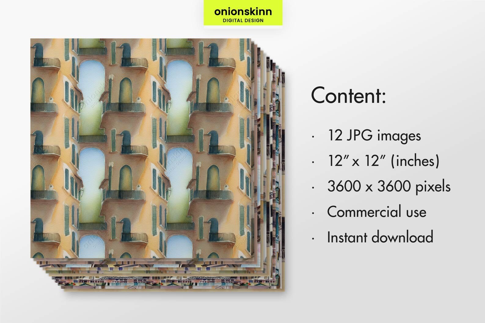 Little Italy DIGITAL SEAMLESS PAPER Retro Building Architecture Travel ...