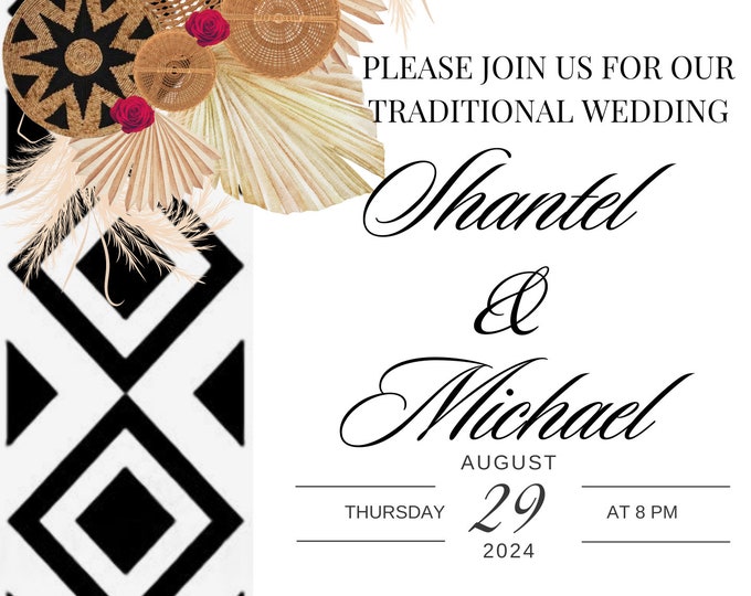 Traditional African Wedding Invitation: Customizable Canva Template - Etsy