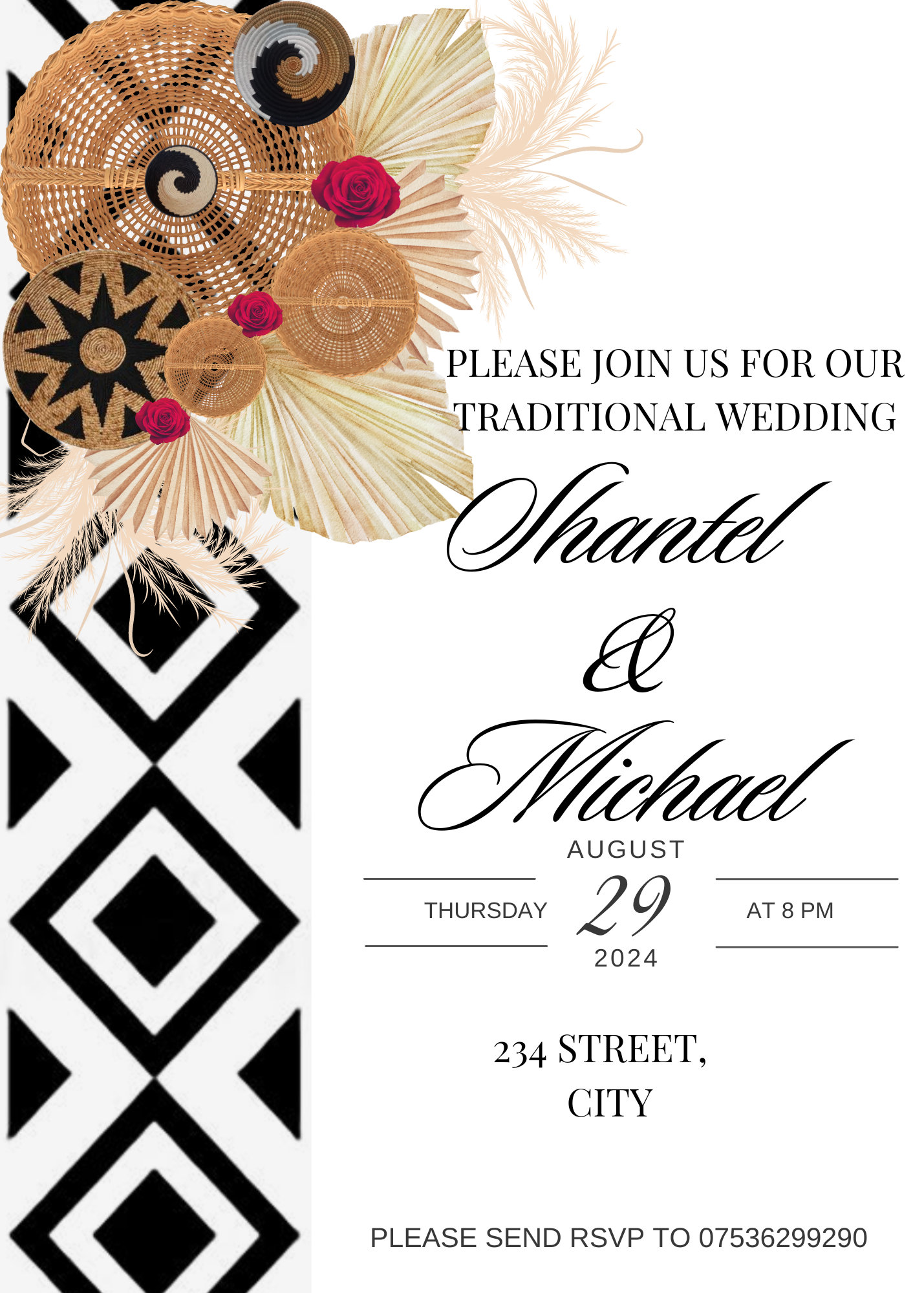 African Wedding Invitation: Traditional Canva Template - Etsy