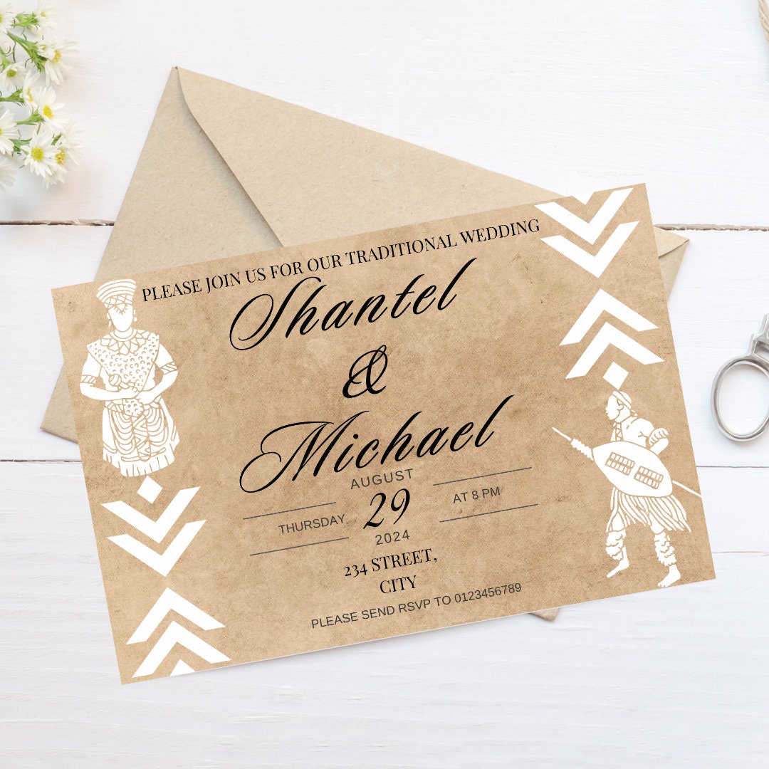 Zulu Wedding Invitation traditional Wedding Invitation Canva Wedding ...