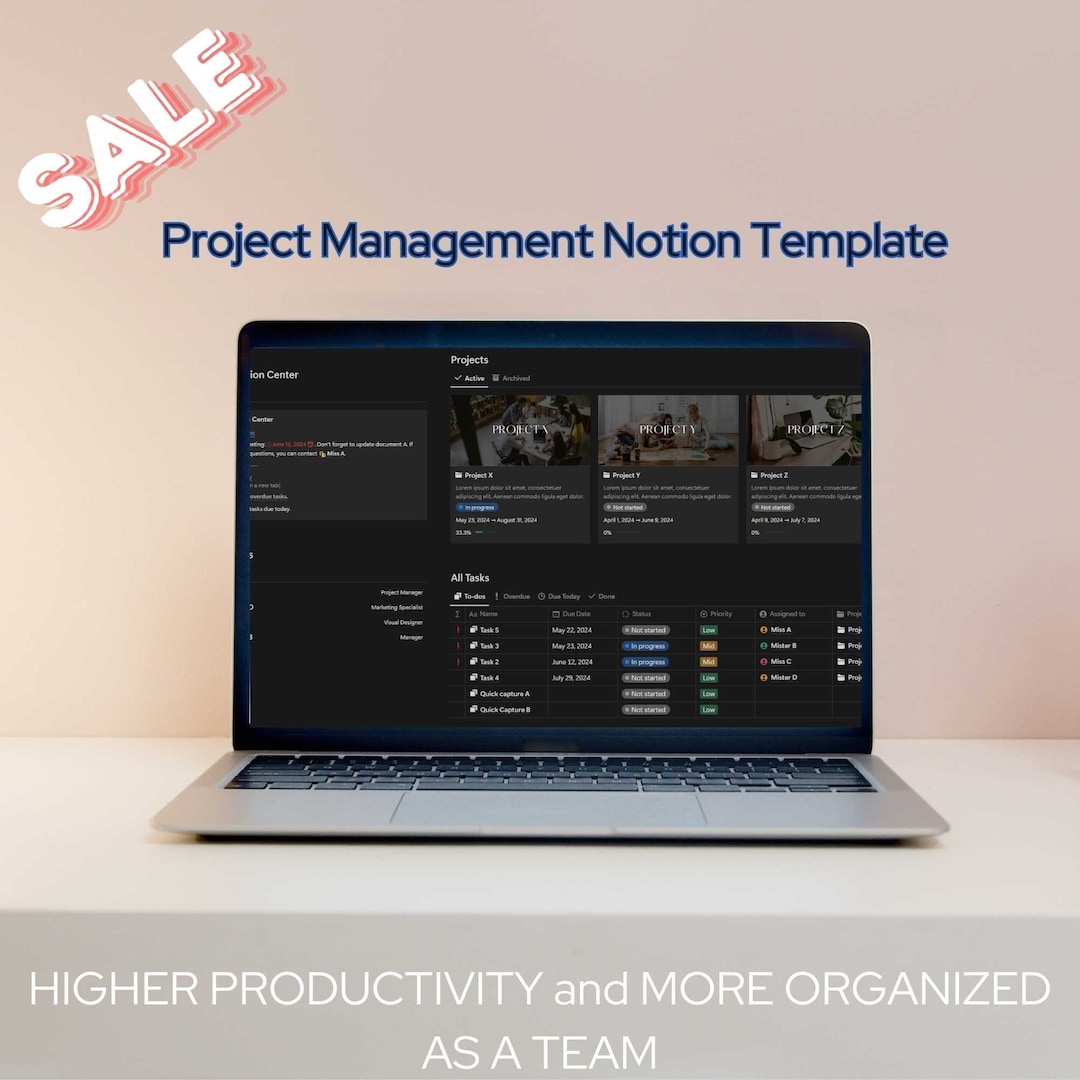 Team Project Management Notion Template, Productivity Notion Template ...