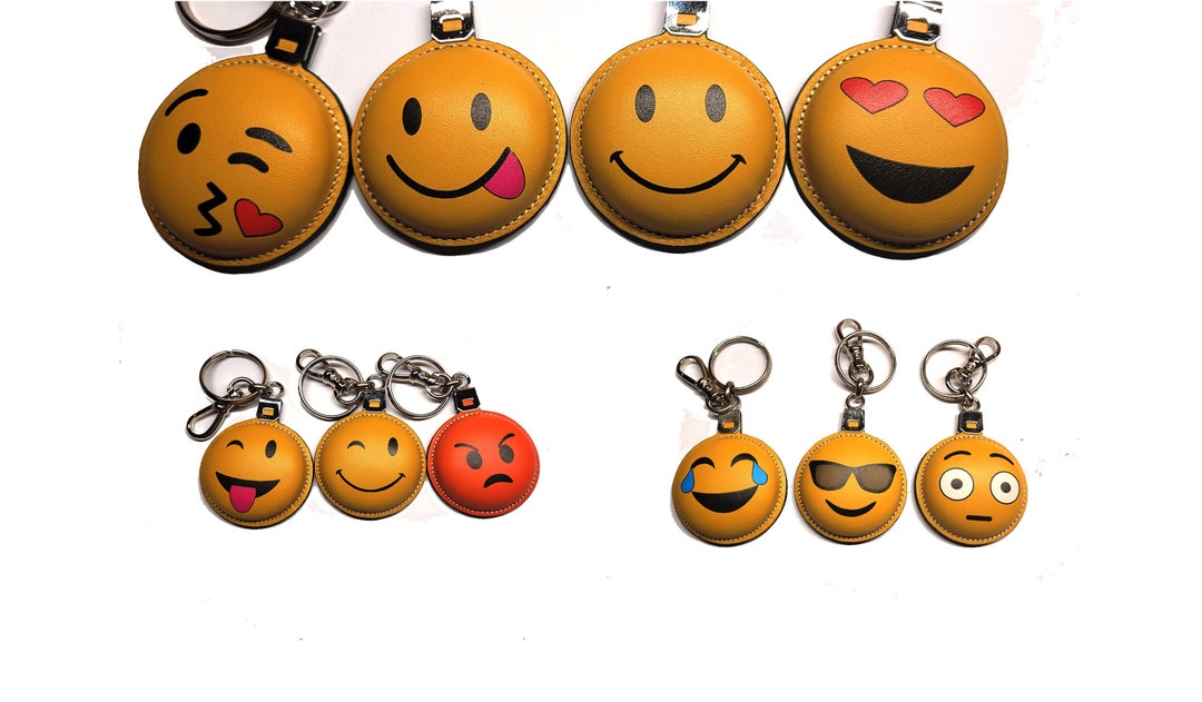 Emoticon Leather Keychain - Etsy
