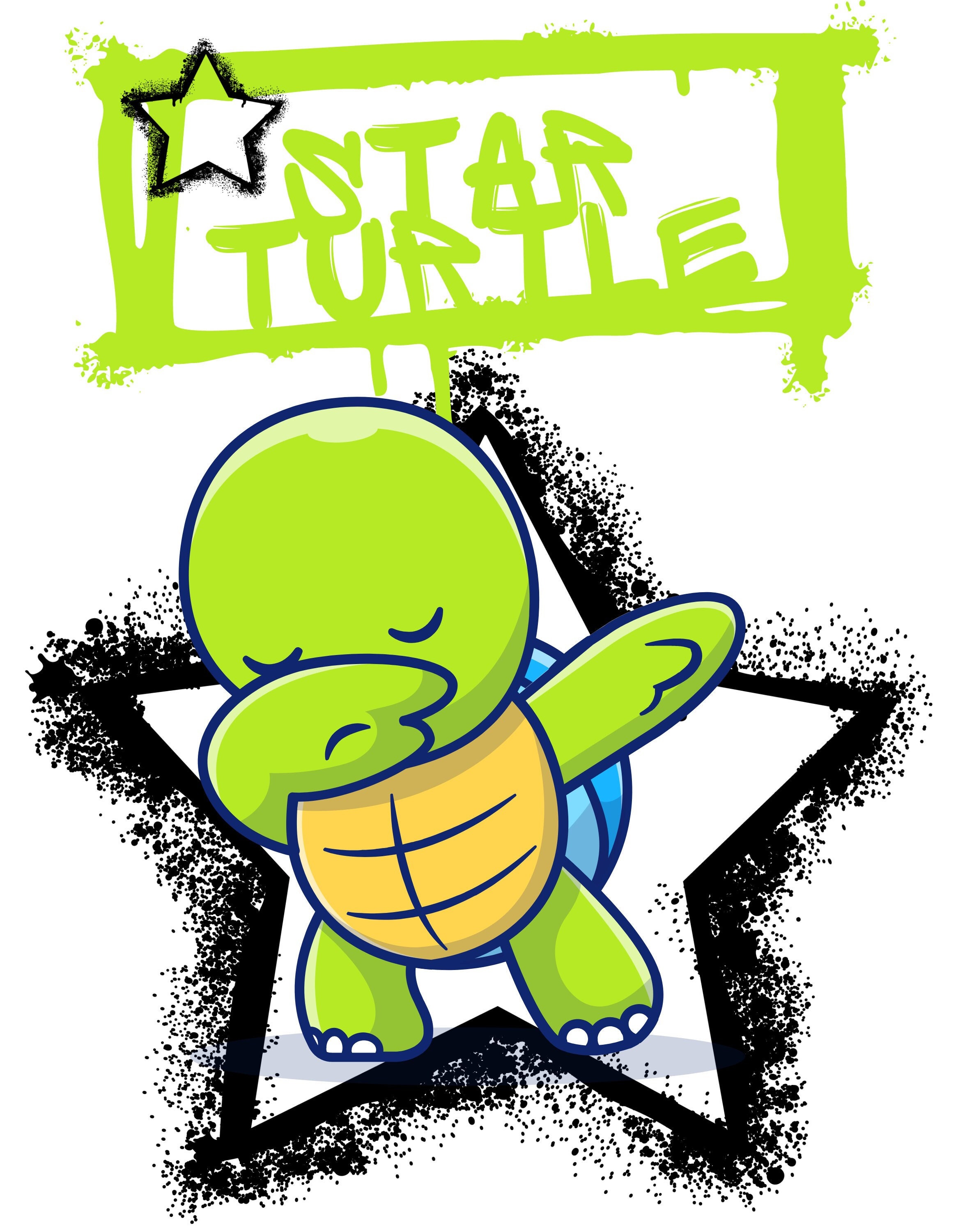 STAR Turtle Digital Design PNG, Sublimation Anime JPG, Original Star ...