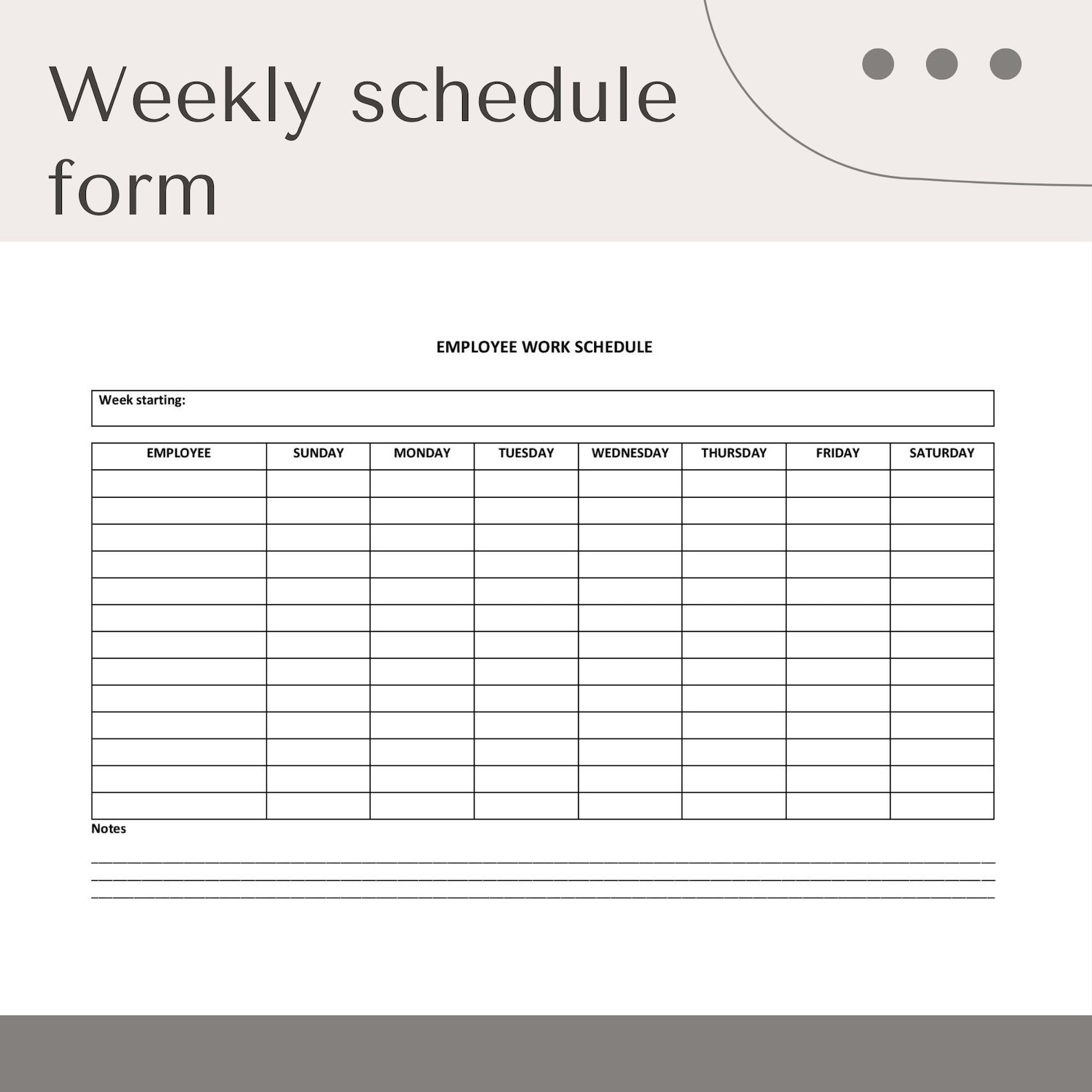 Weekly Schedule Form | Editable Time and Attendance Tracker | Shift ...