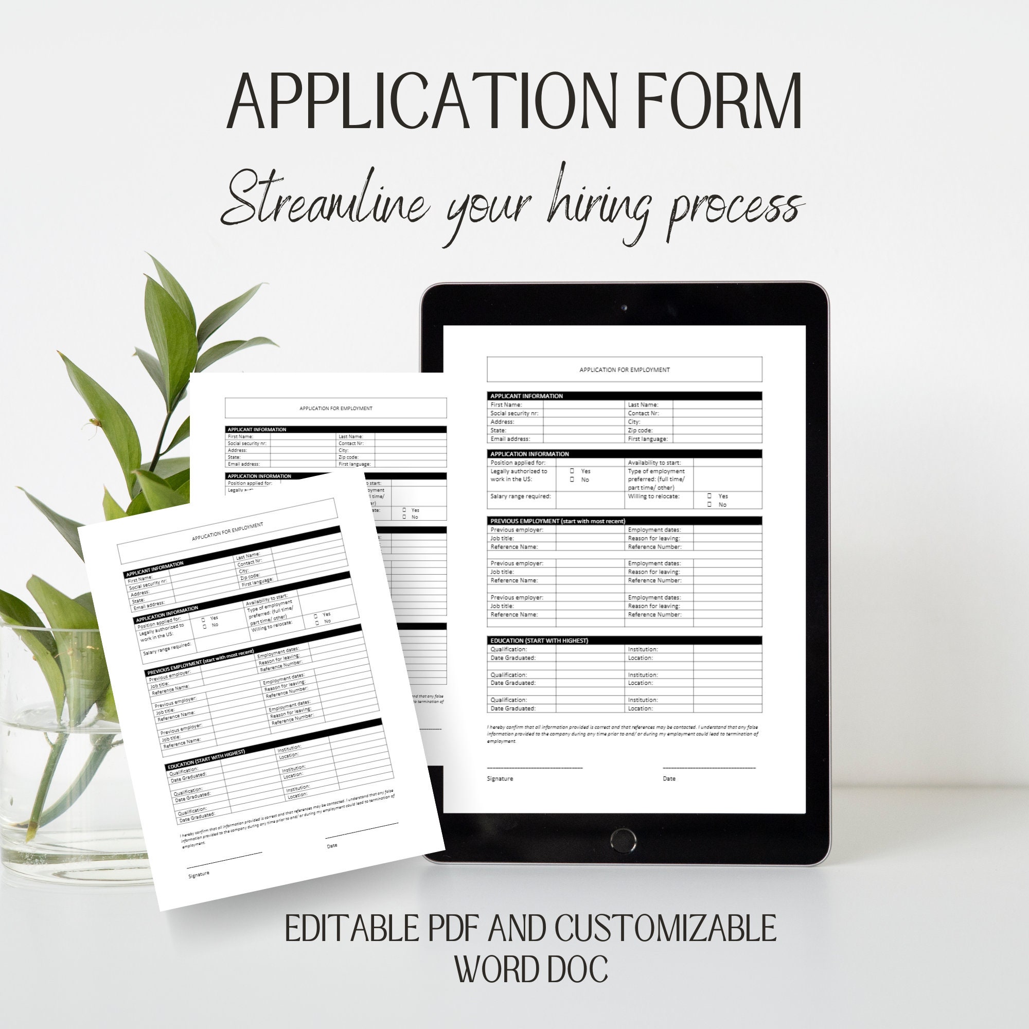 Candidate Application Form | Recruitment Template | HR Template ...