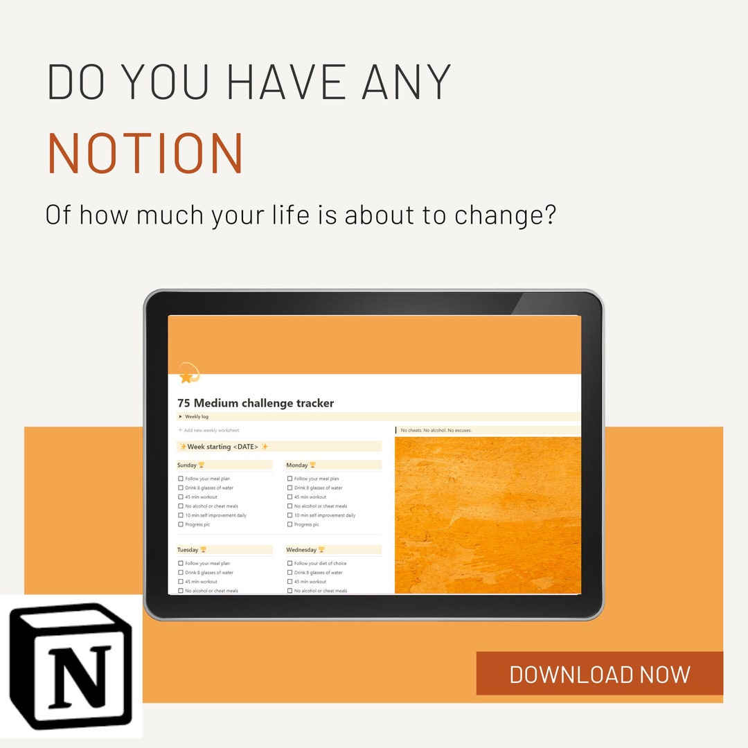 75 Medium Notion Checklist | Fitness Tracker | Notion Page | Notion ...