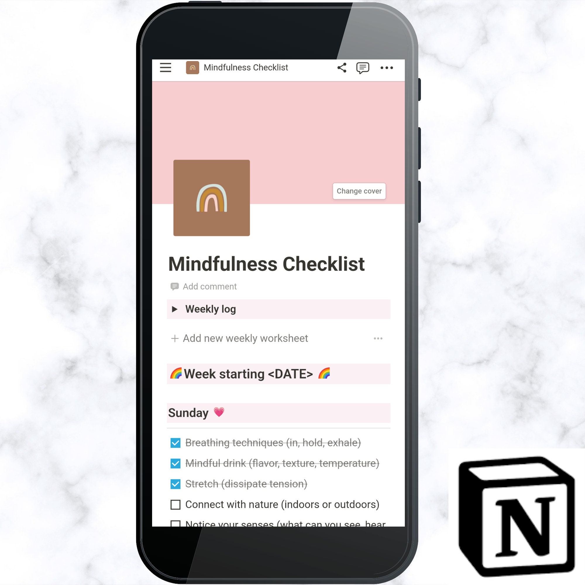 Mindfulness Checklist | Notion Page | Personal Notion | Mindfulness ...