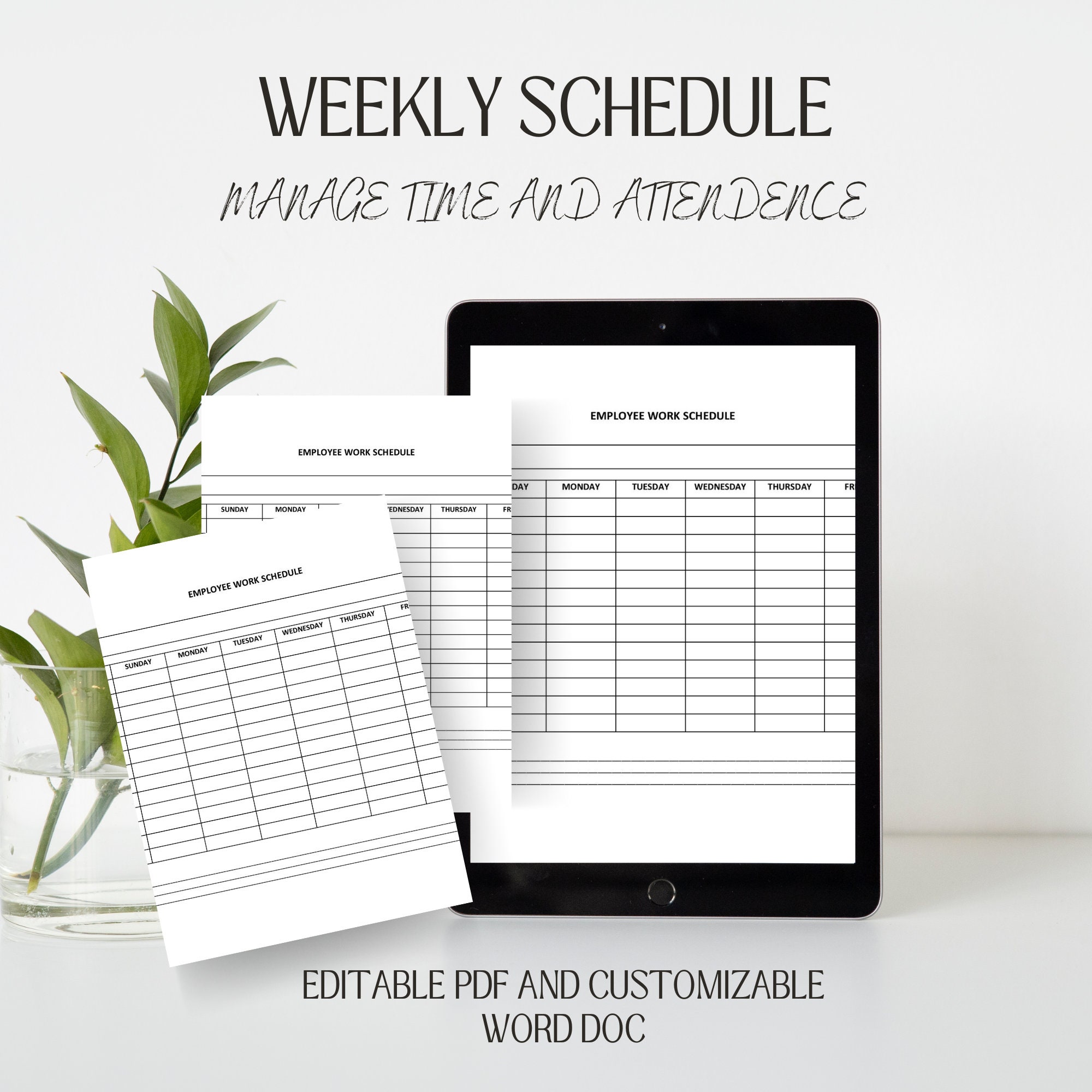 Weekly Schedule Form | Editable Time and Attendance Tracker | Shift ...