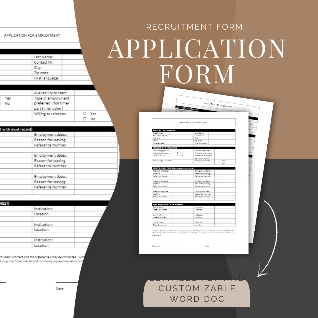 Candidate Application Form | Recruitment Template | HR Template ...