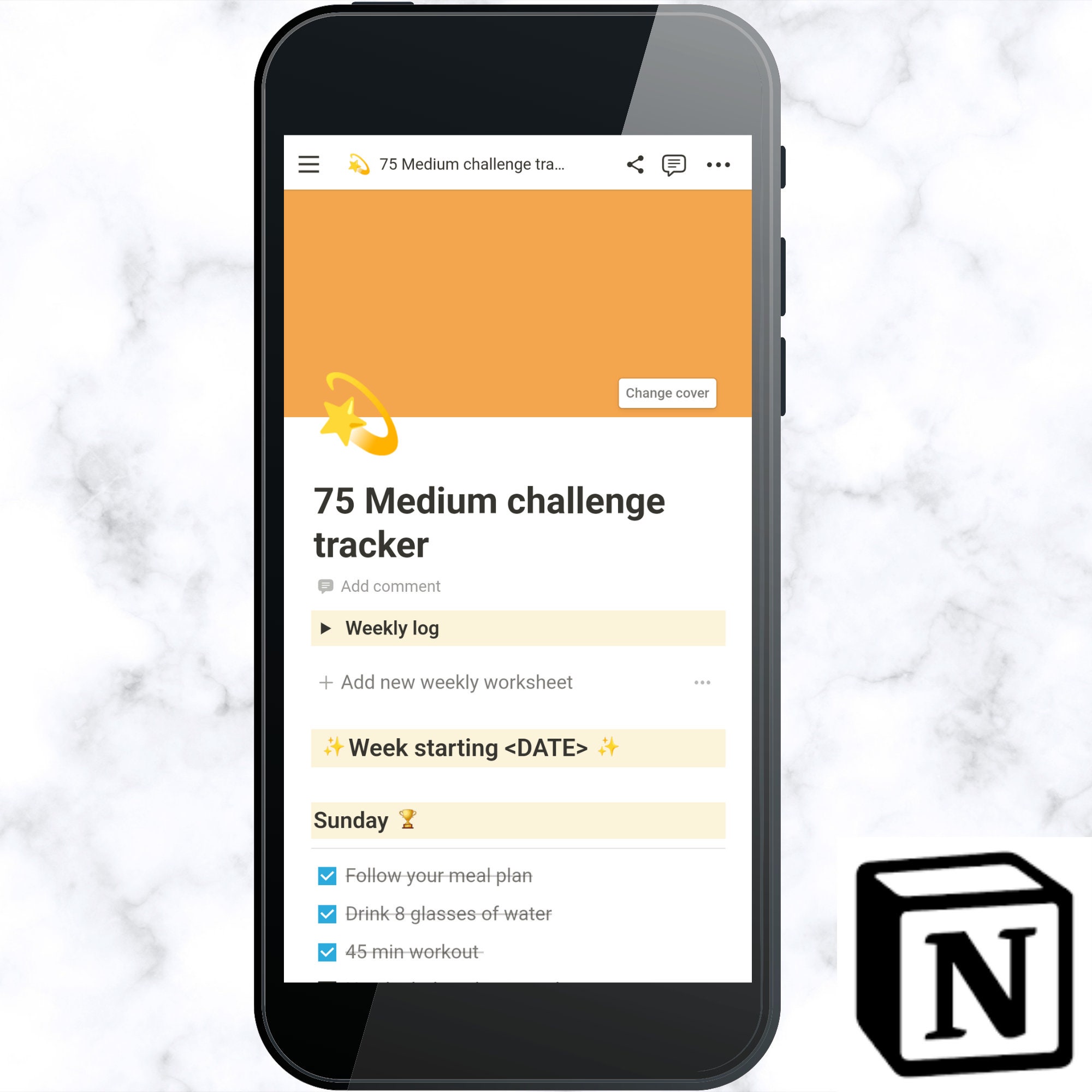 75 Medium Notion Checklist | Fitness Tracker | Notion Page | Notion ...