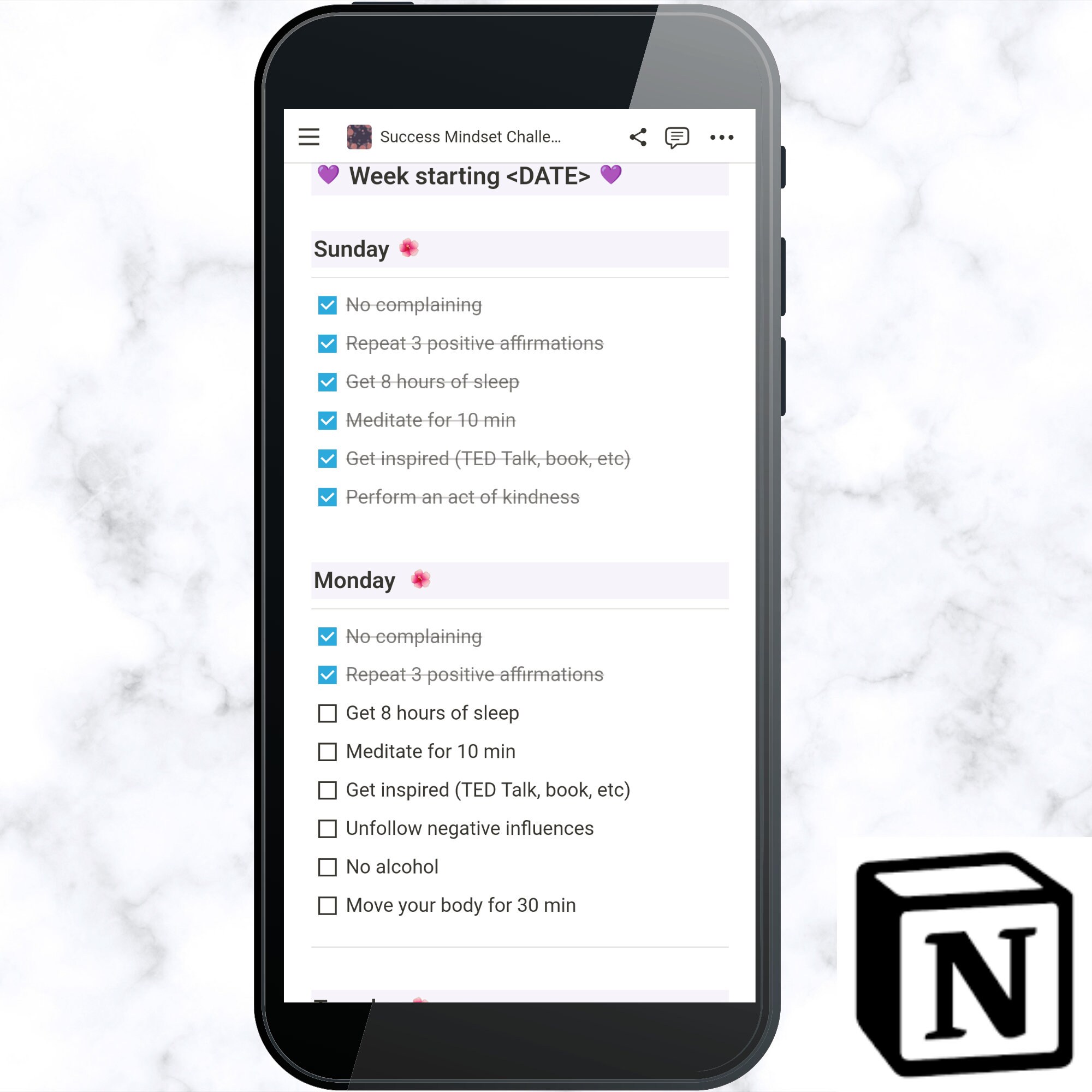 Success Mindset Tracker | Notion Page Checklist | Notion Dashboard ...