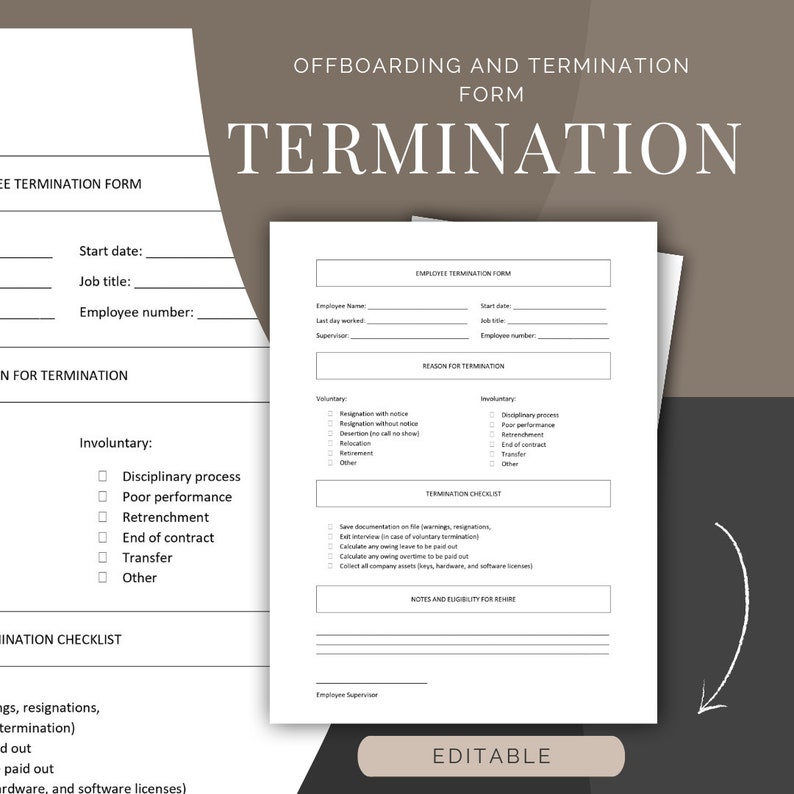 Termination Form | Employee Offboarding Checklist | Termination ...