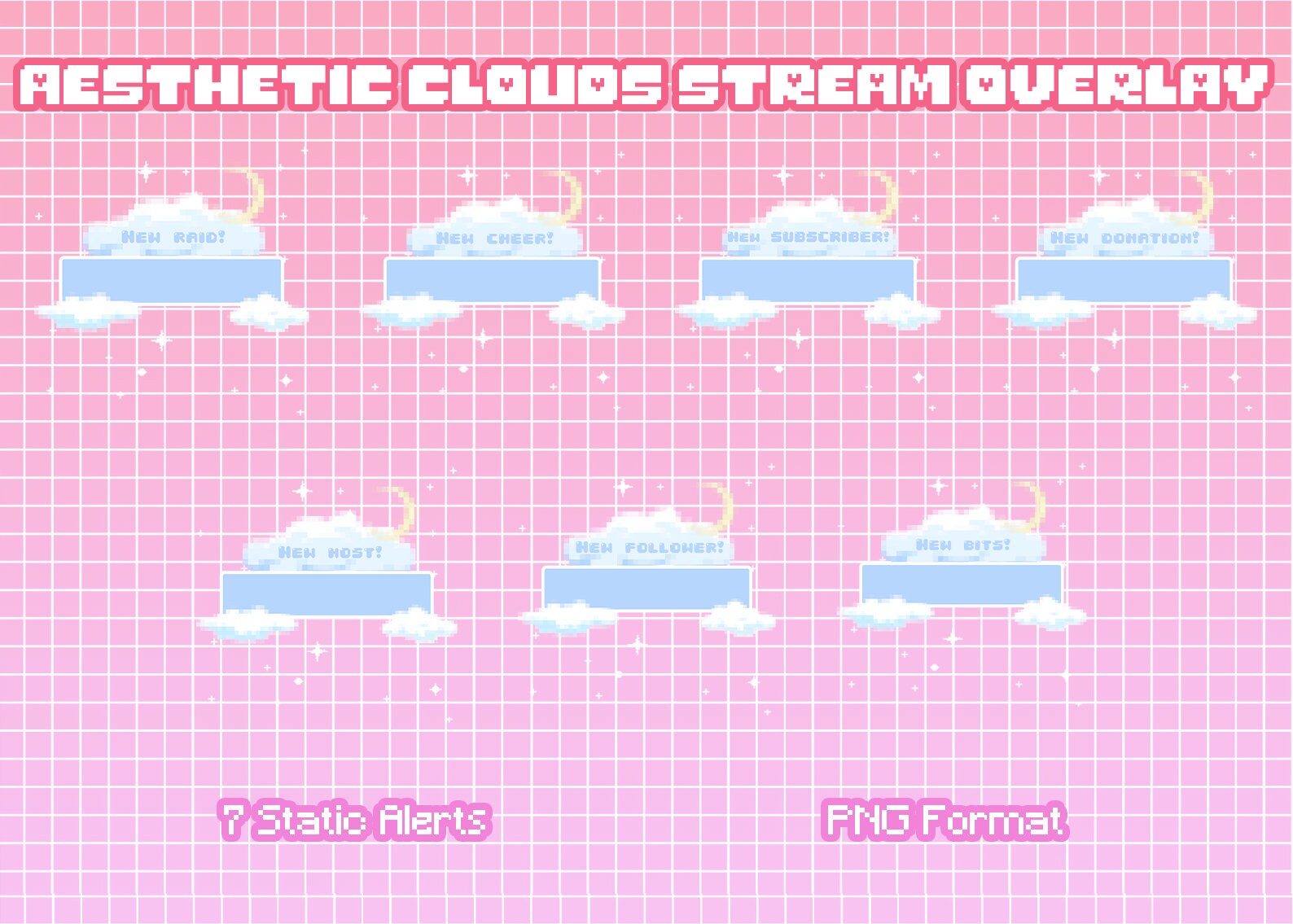 Animated & Static Stream Overlay Package for Twitch, Cute Aesthetic ...