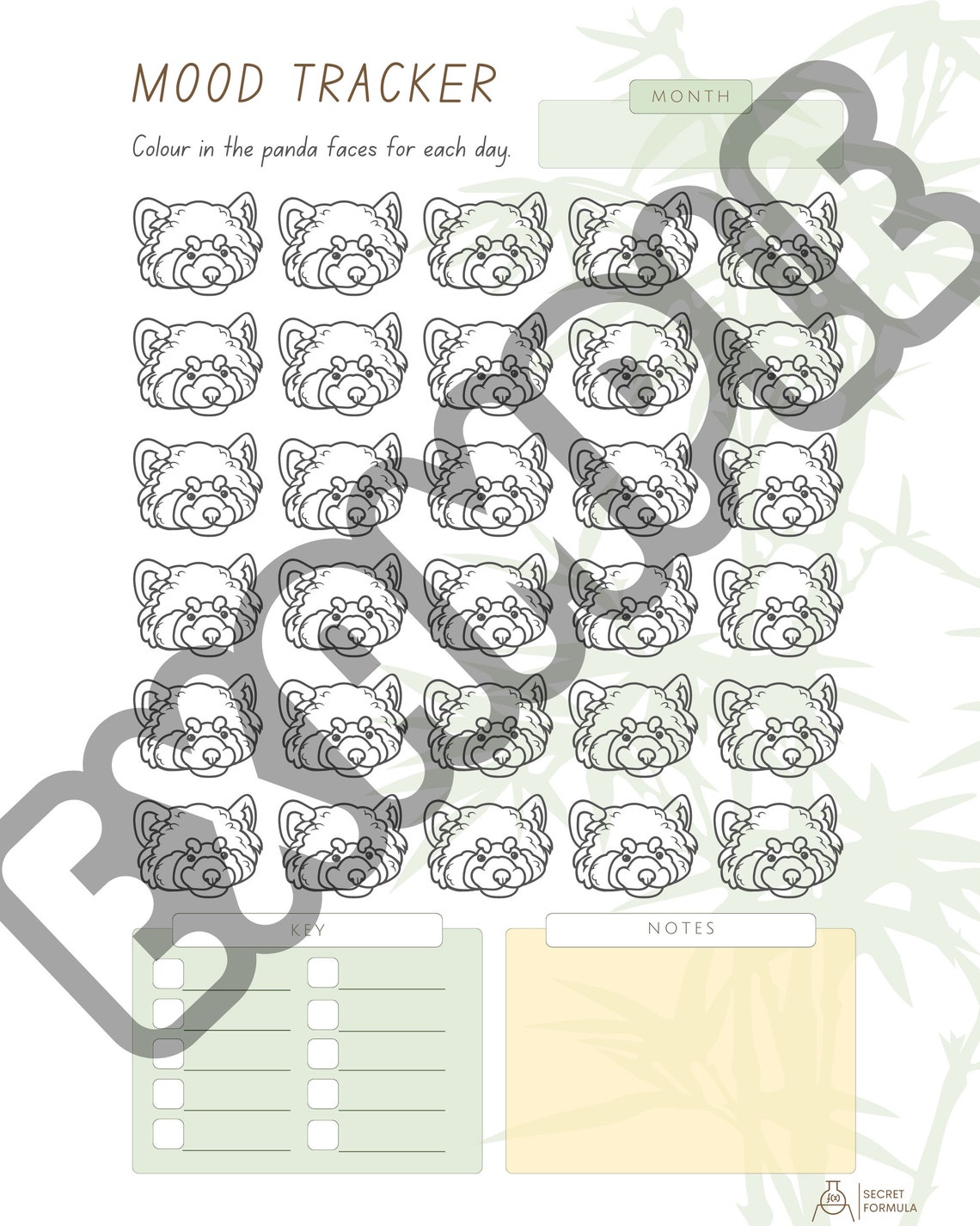 Red Panda Printable Monthly Mood Tracker Digital Download Template ...