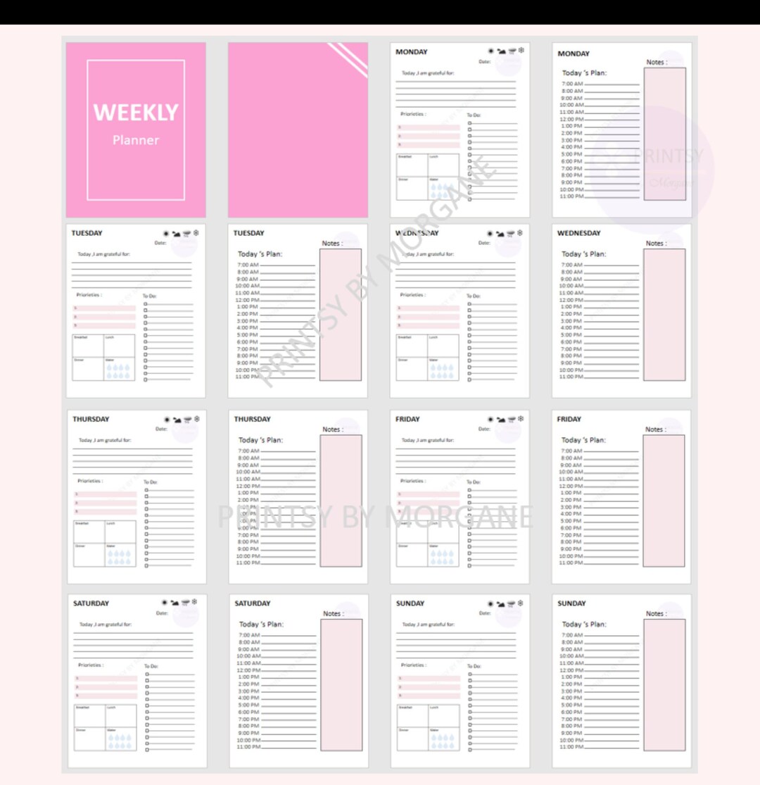 Weekly Planner Printable Weekly Schedule Minimalist to Do - Etsy