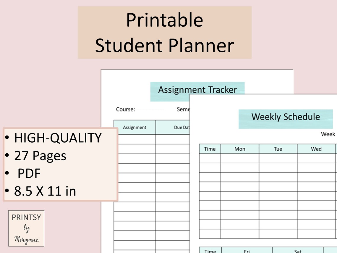 Printable Bundle Student Planner Planner Template School Planner ...