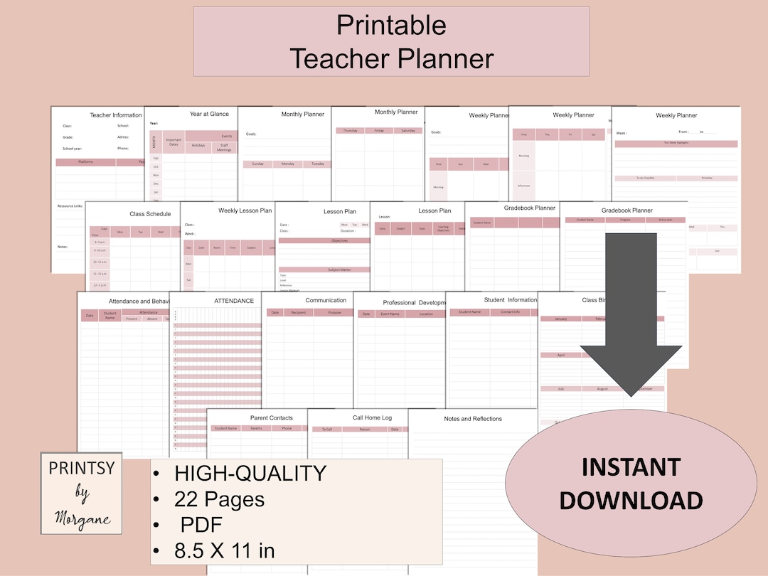 Minimalist Printable Teacher Planner, the Ultimate 2023-2024 Teacher ...