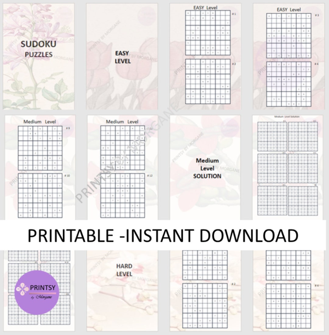Printable SUDOKU Puzzles Printable Logic Game Pages - Etsy