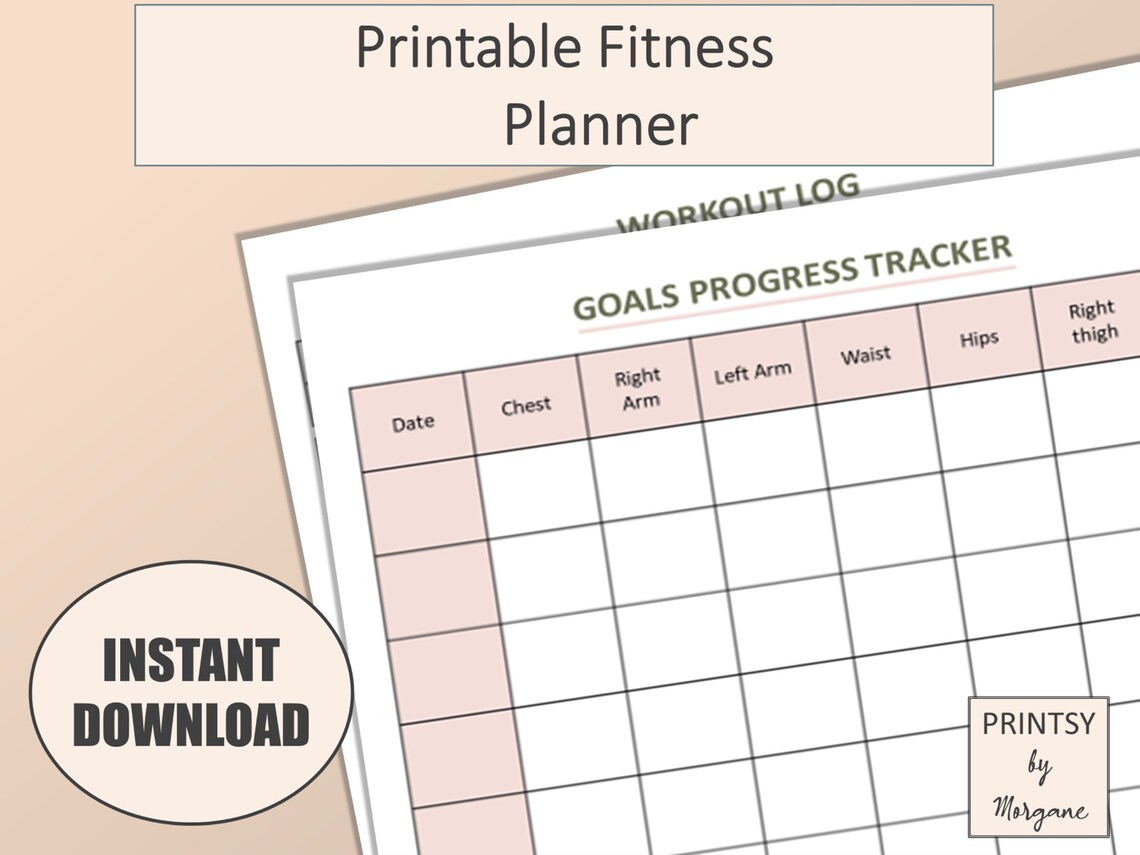 Printable Fitness Planner Workout and Weight-loss Goals Wellness ...