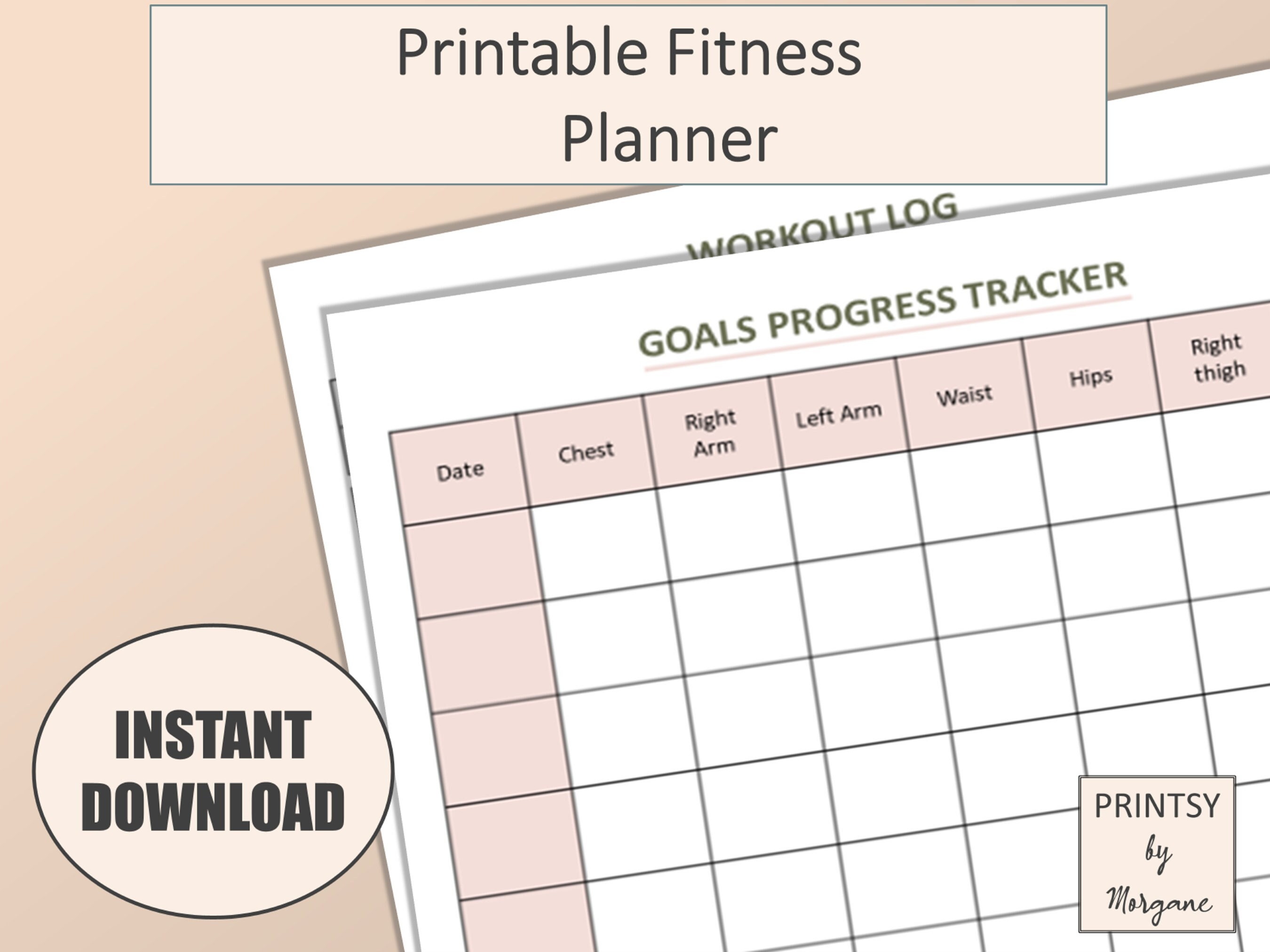 Printable Fitness Planner Workout and Weight-loss Goals Wellness ...
