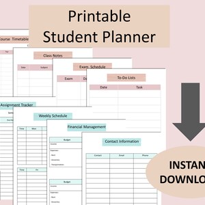 Printable Bundle Student Planner Planner Template School Planner ...