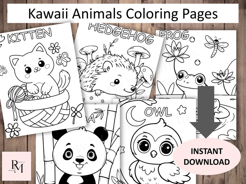 Kawaii Animals Coloring Pages for Kids, Cute Printable Coloring Pages ...