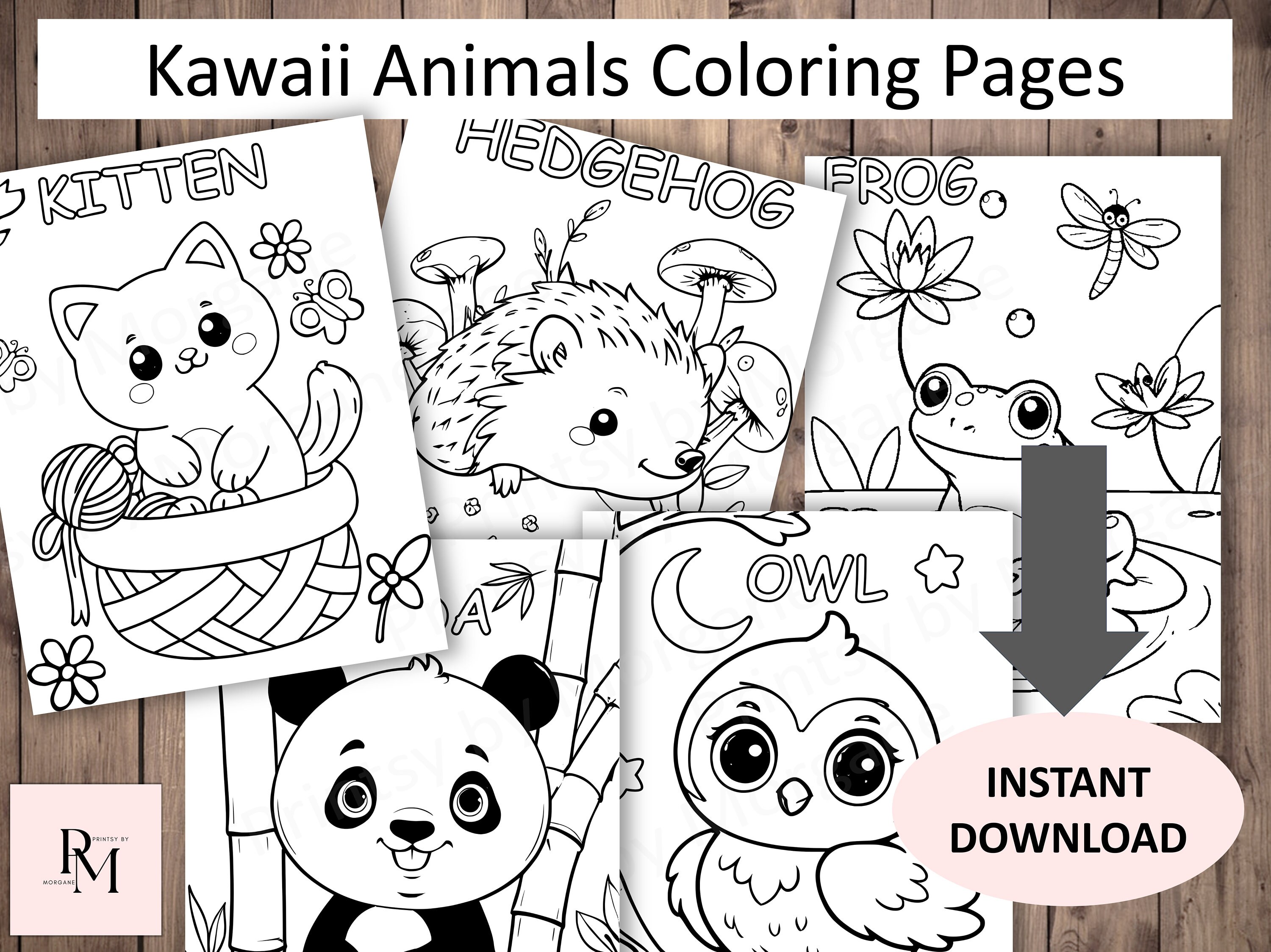 Kawaii Animals Coloring Pages for Kids, Cute Printable Coloring Pages ...