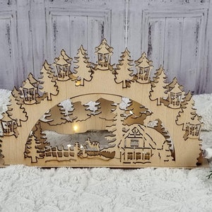 Christmas Scene Village With Street Lanterns Home Decor With LED ...