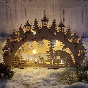 Christmas Scene Village With Street Lanterns Home Decor With LED ...