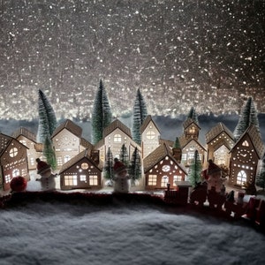 Physical Product! 10pcs Christmas Village Light up Wooden Decoration ...