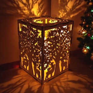 Tree of Life Wooden Lantern, Rustic Tea Light Holder, Christmas Decor ...