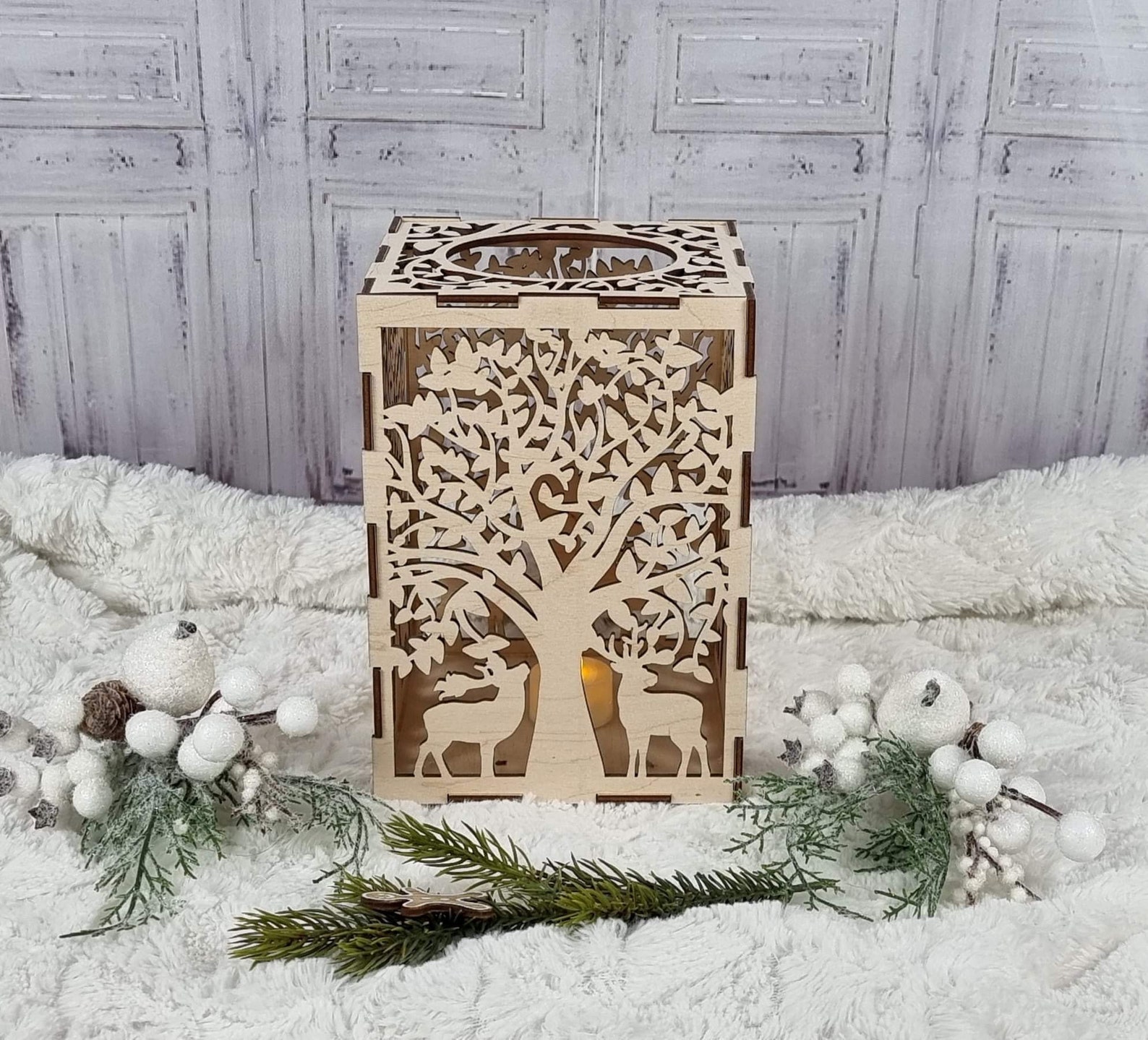 Tree of Life Wooden Lantern, Rustic Tea Light Holder, Christmas Decor ...