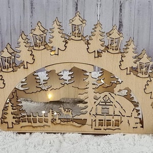 Christmas Scene Village With Street Lanterns Home Decor With LED ...