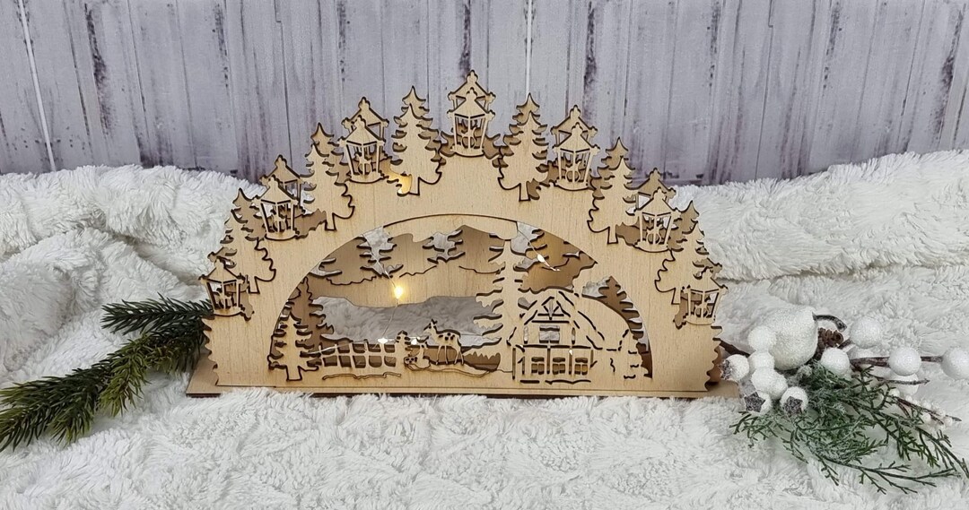 Christmas Scene Village With Street Lanterns Home Decor With LED ...