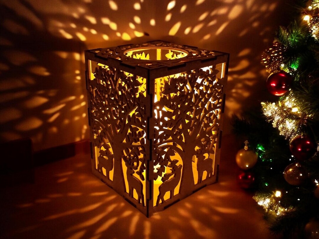 Tree of Life Wooden Lantern, Rustic Tea Light Holder, Christmas Decor ...