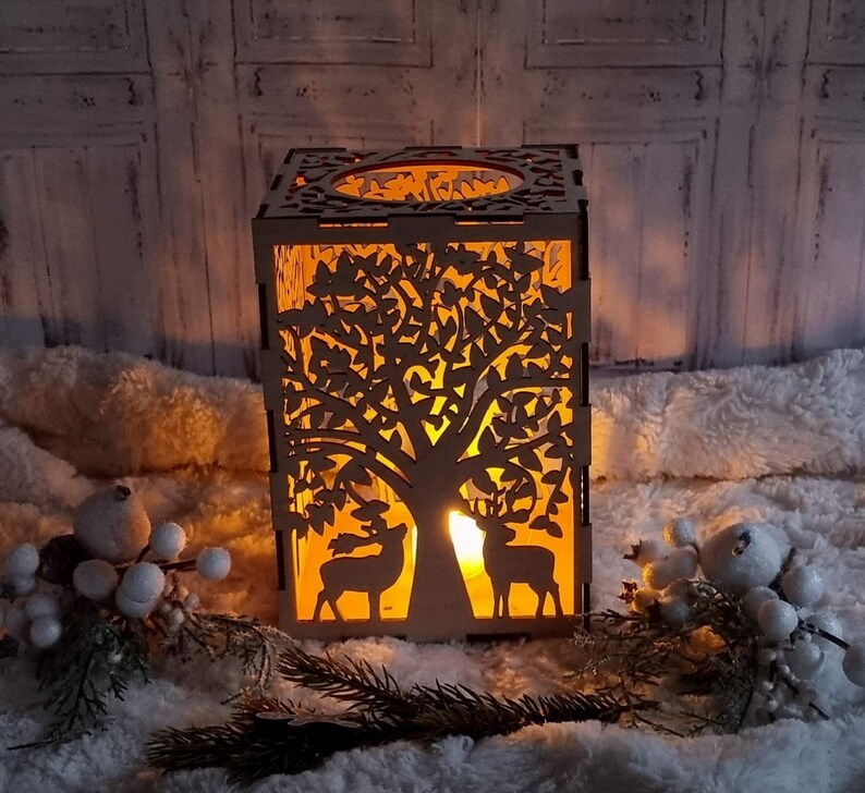 Tree of Life Wooden Lantern, Rustic Tea Light Candle Holder - Etsy