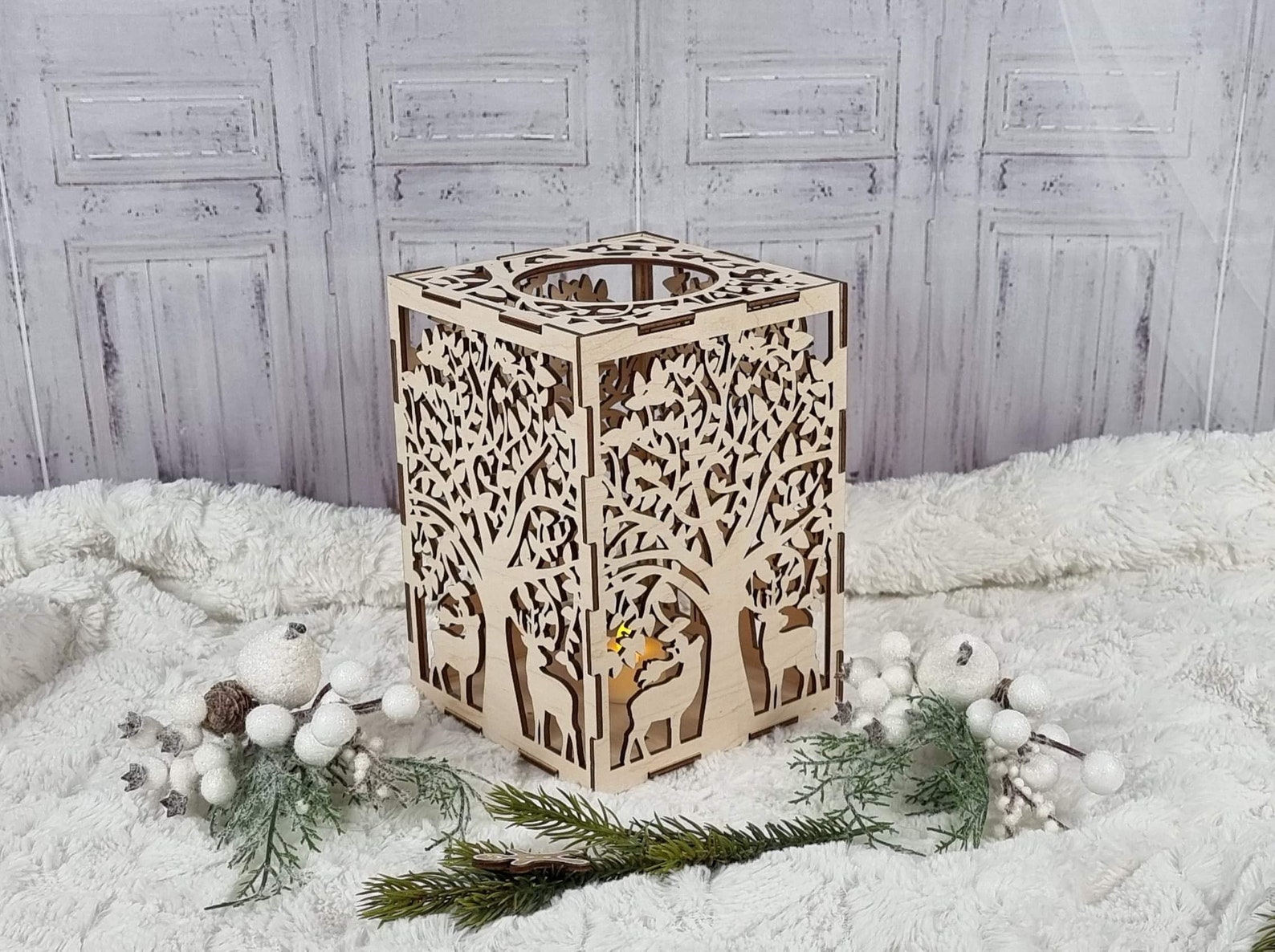 Tree of Life Wooden Lantern, Rustic Tea Light Holder, Christmas Decor ...