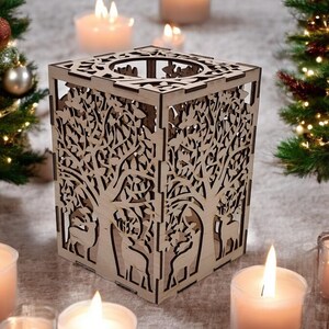 Tree of Life Wooden Lantern, Rustic Tea Light Holder, Christmas Decor ...