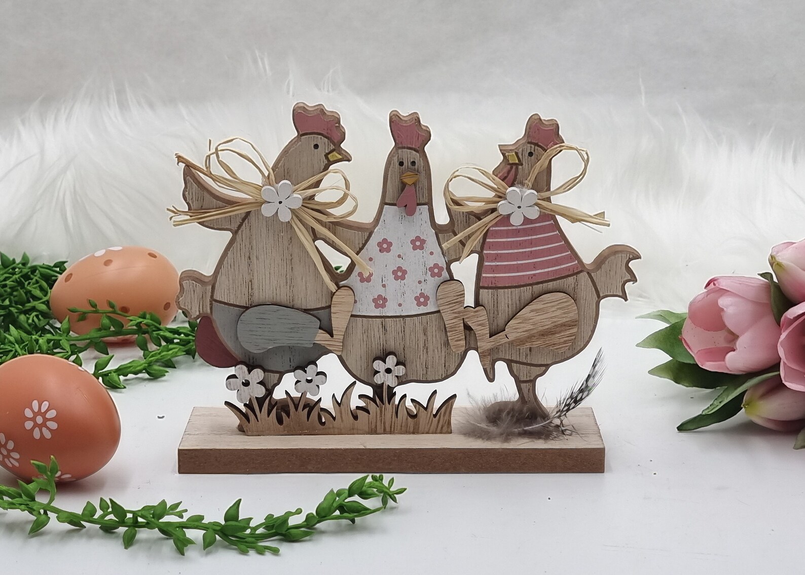 5,9" Hand Painted Wooden Easter Chicken Decor, Wooden Farmhouse Easter ...
