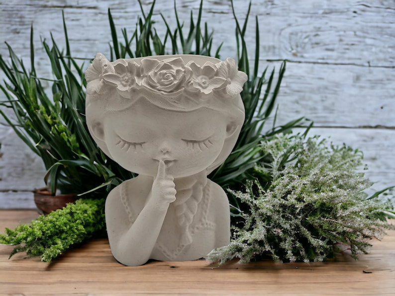 Girl Head Pot, Girl Head Pot, Ceramic Flower Pot, Flower Pot, Flower ...