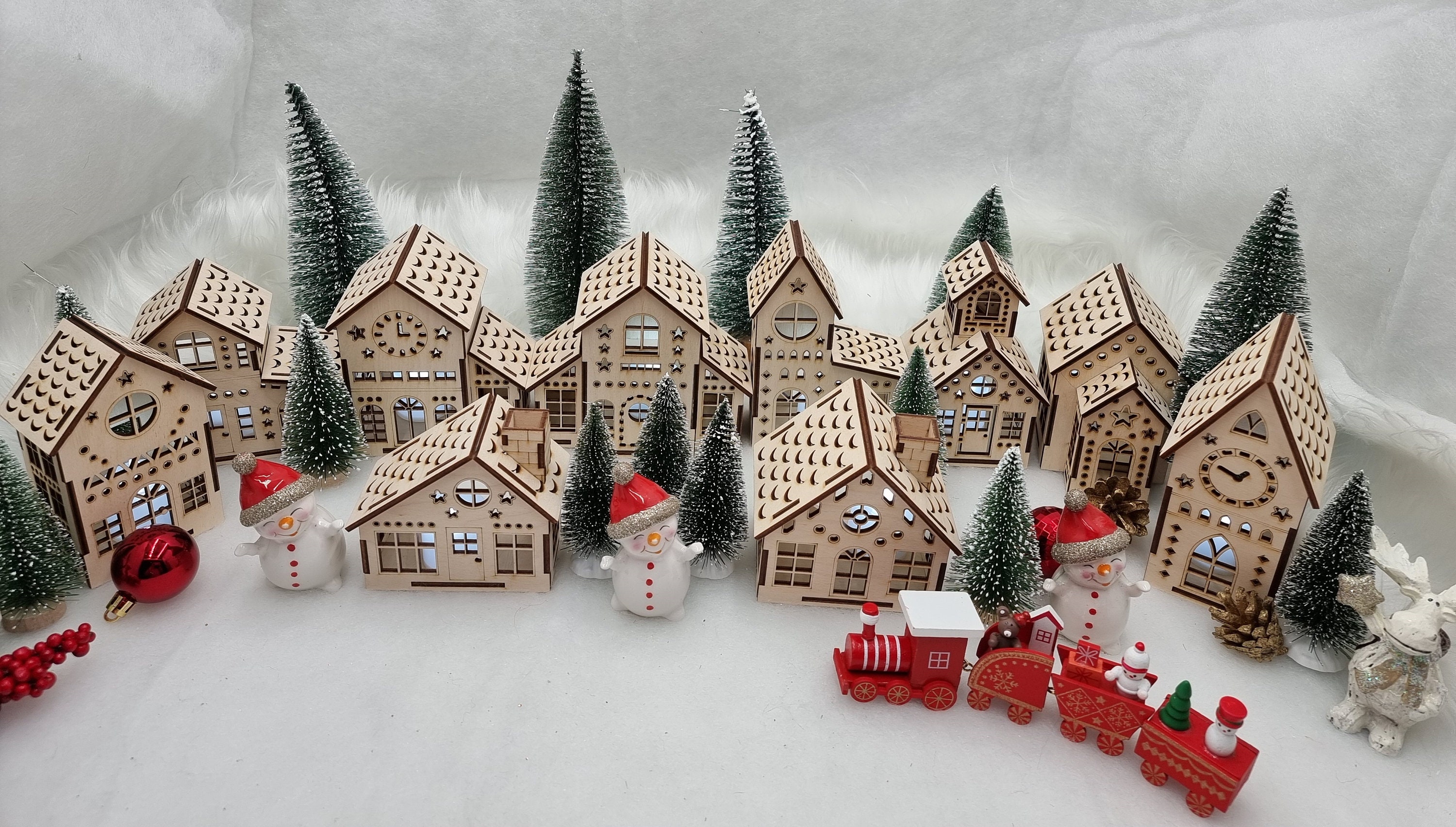 Physical Product!!! Set of 10 Christmas Village Houses, Christmas ...