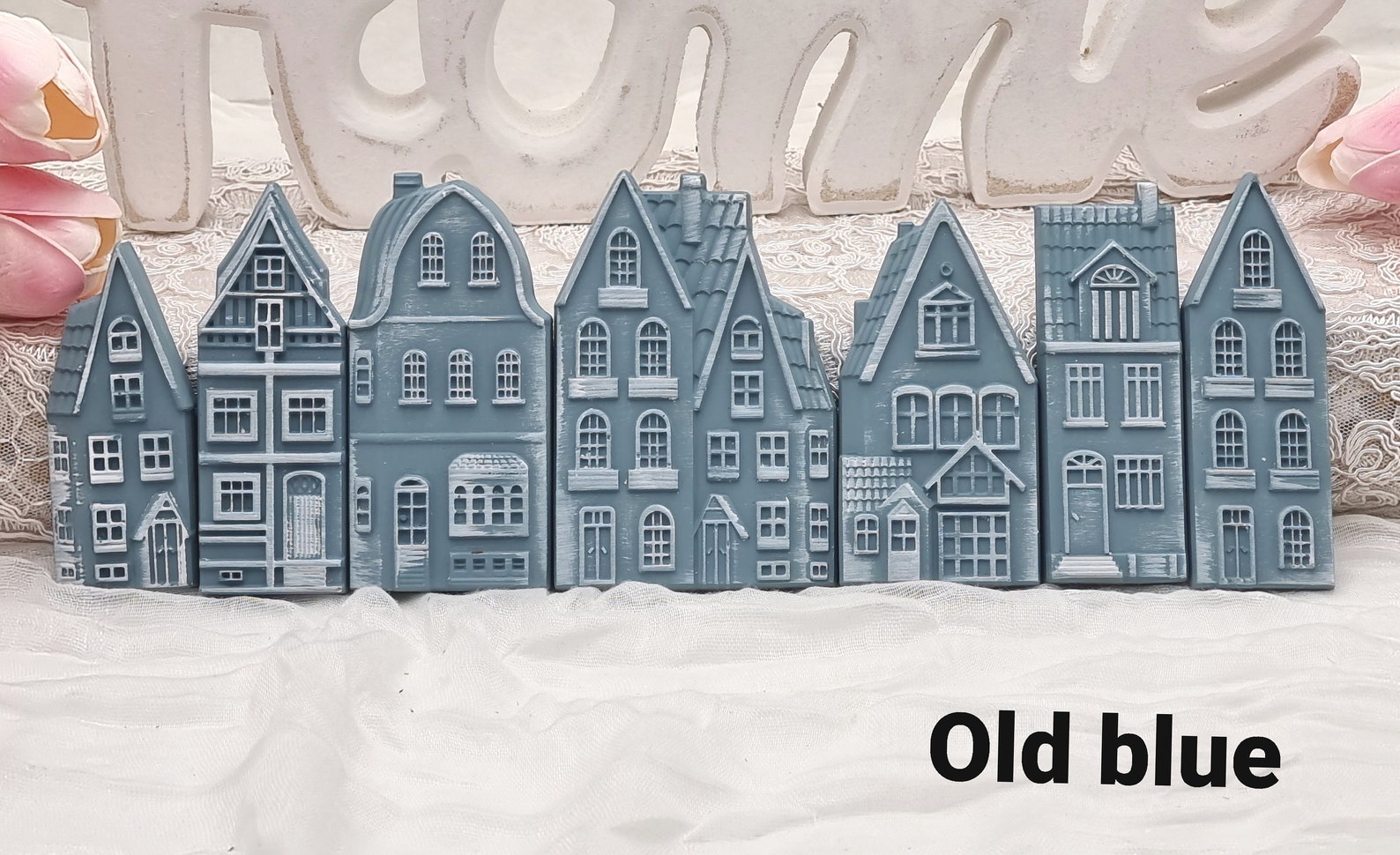 7 Piece Set, Painted Ceramic Houses, Colorful Village, Ceramic House ...