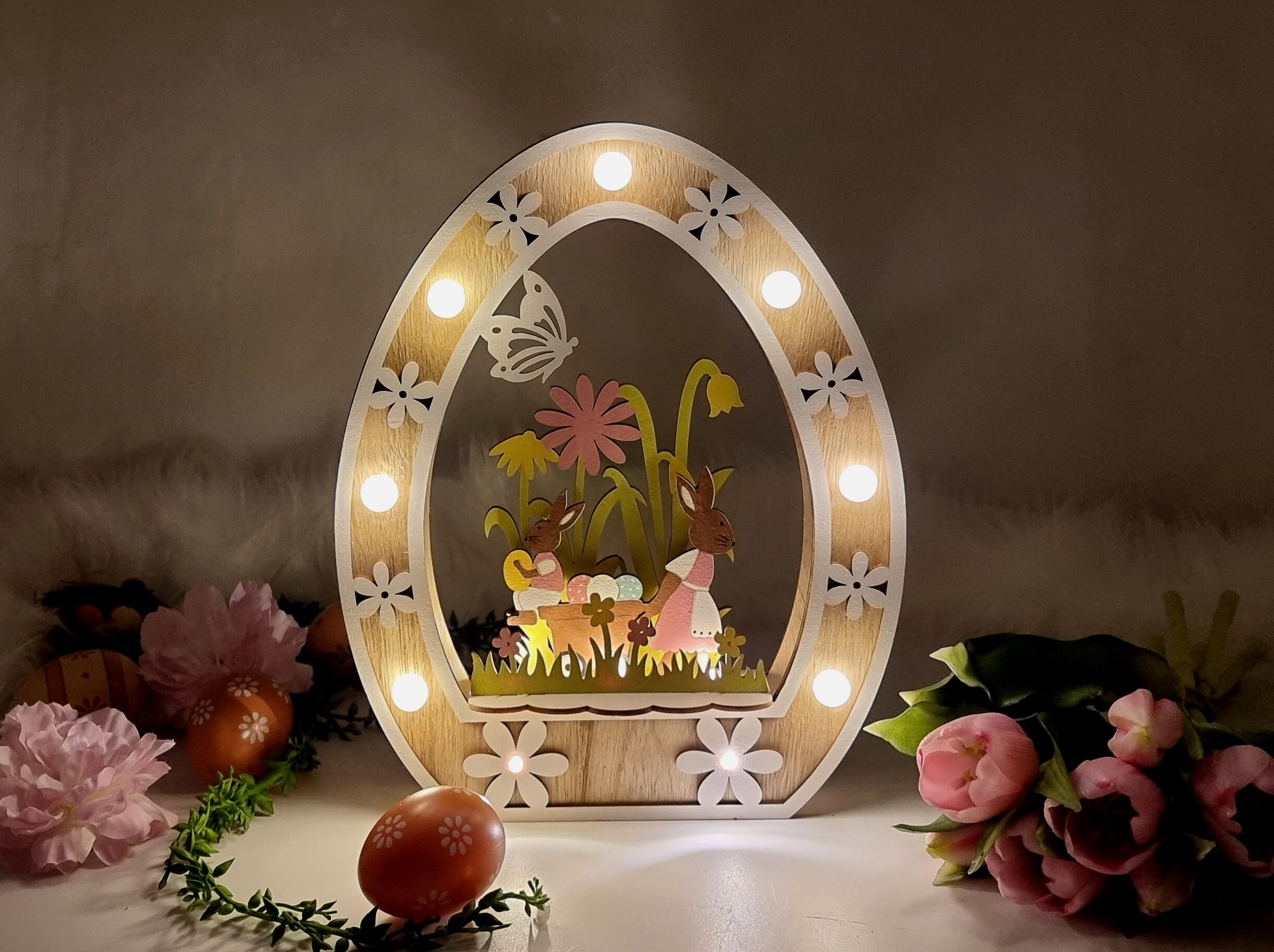 11 Easter Egg With LED Lighting Wooden Egg Easter - Etsy
