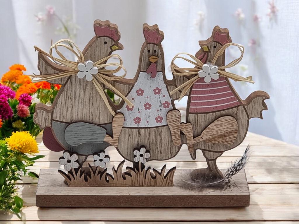 5,9" Hand Painted Wooden Easter Chicken Decor, Wooden Farmhouse Easter ...