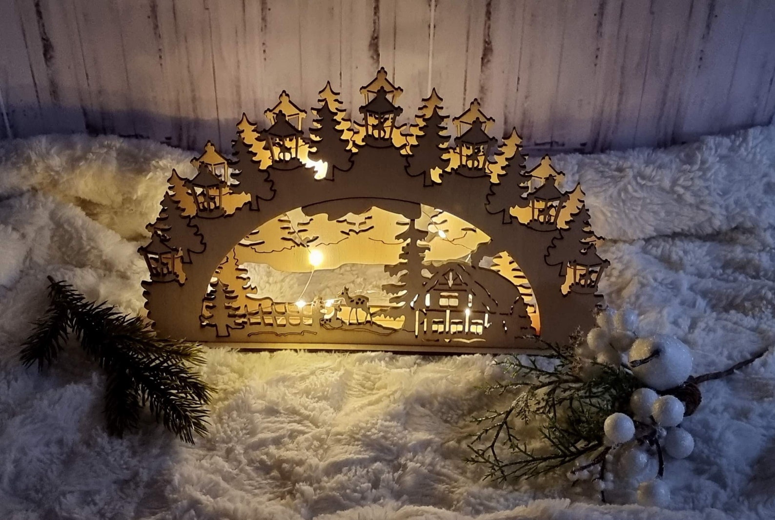 Christmas Scene Village With Street Lanterns Home Decor With LED ...