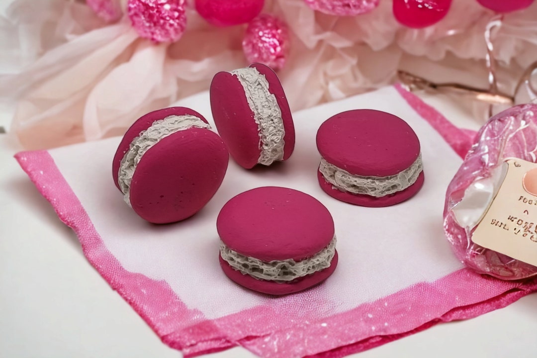 Set of 4 - Fake Magenta Macarons, Fake Fake Cake Biscuit, Fake Macaron ...