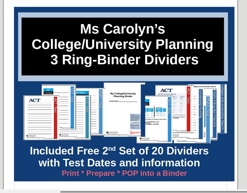 College/ University Planning Binder Dividers - Etsy